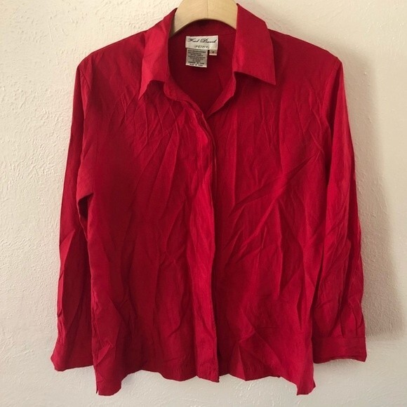 Fred David | Tops | Vintage Fred David Red Long Sleeve Button Down ...